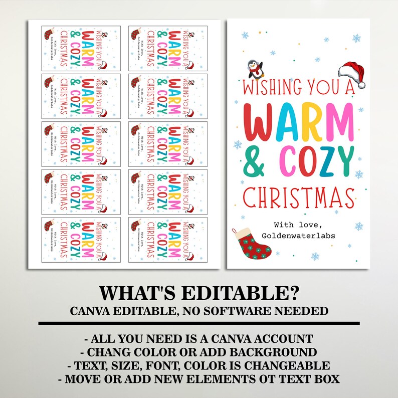 Wishing You a Warm and Cozy Christmas Gift Tag Printable, Fuzzy Socks ...