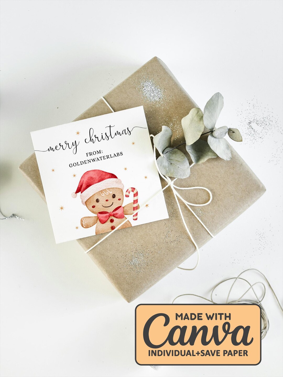 Editable Christmas Gingerbread Man Gift Tag, Printable Christmas Gift ...
