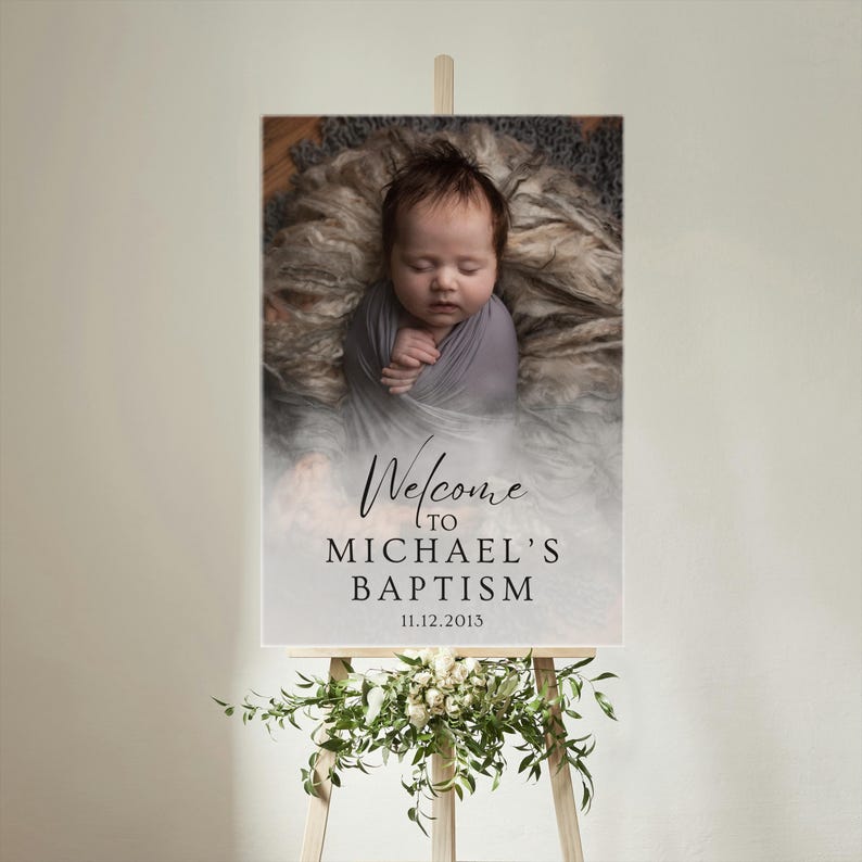Baptism Welcome Sign Template: Editable Photo Poster, Christening Decor ...
