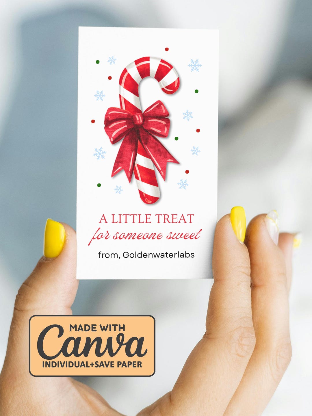 Editable Christmas Candy Cane Gift Tag Template, Printable Red Coquette ...