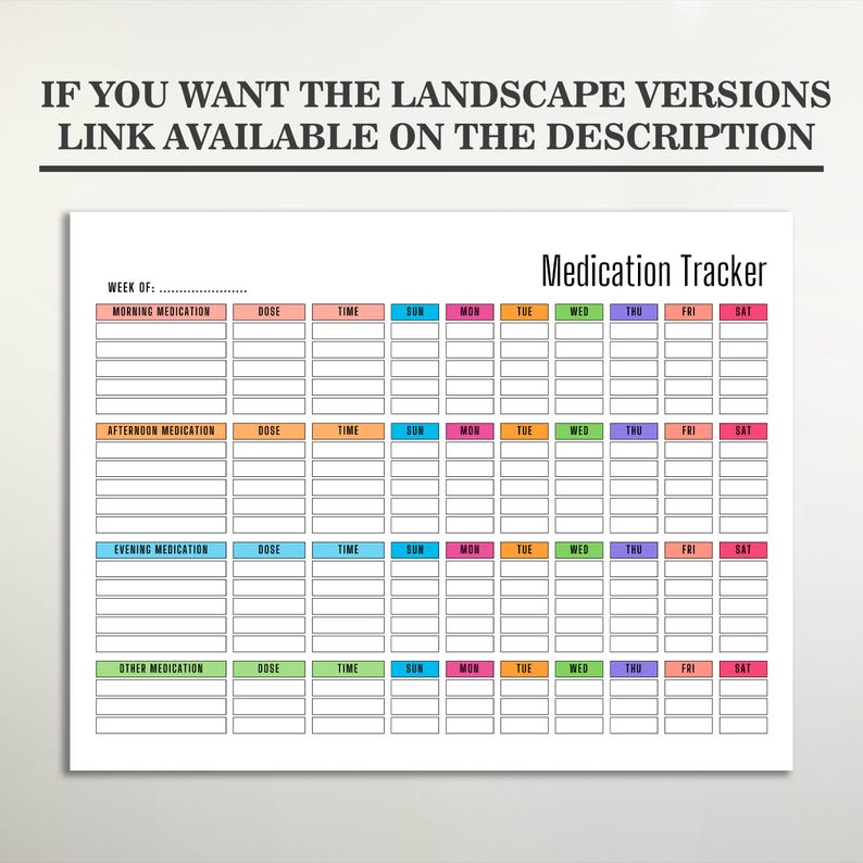 Printable Medication Schedule, Weekly Medication Tracker, Morning ...