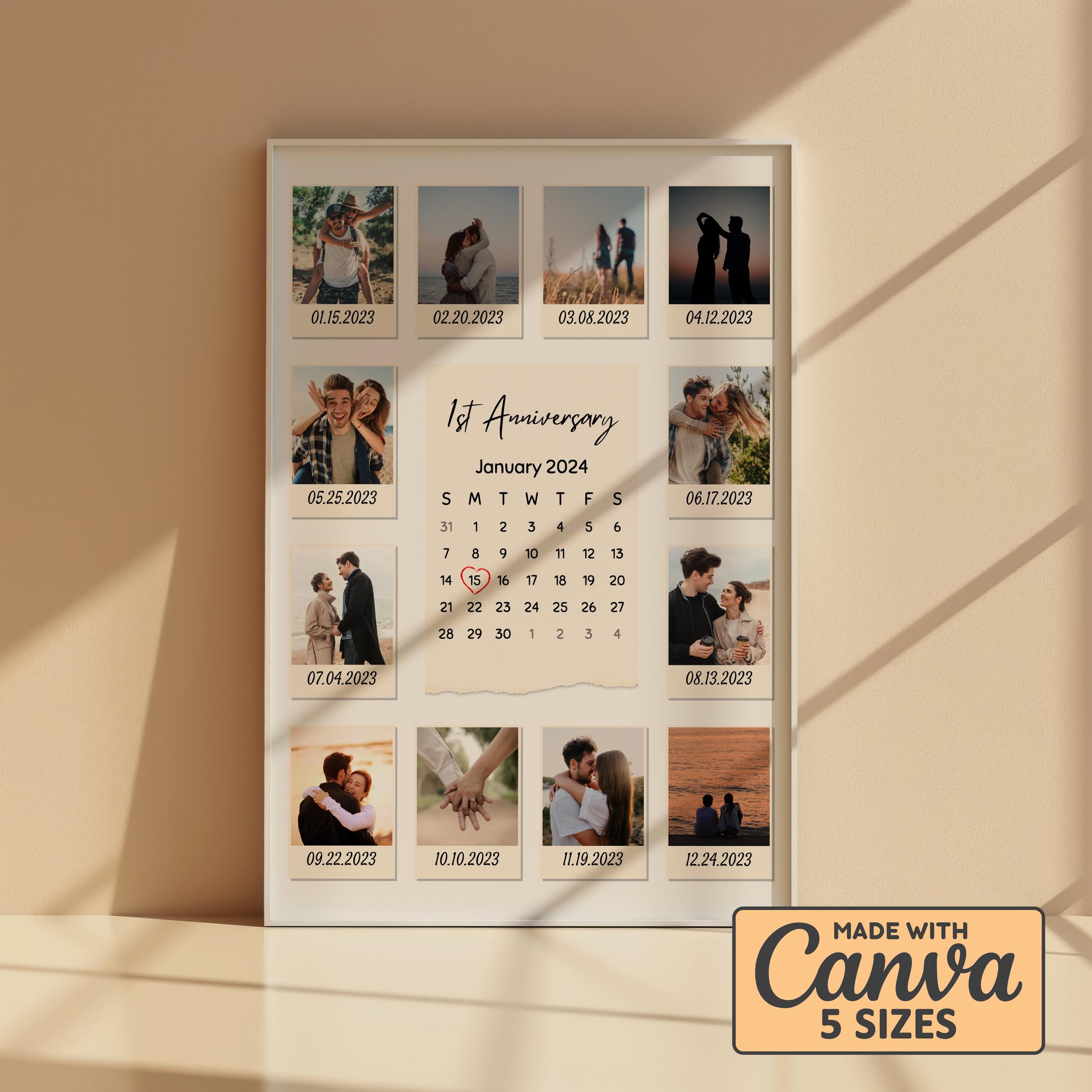 Custom Polaroid Frame Anniversary Template | 1 Year Anniversary Gift ...