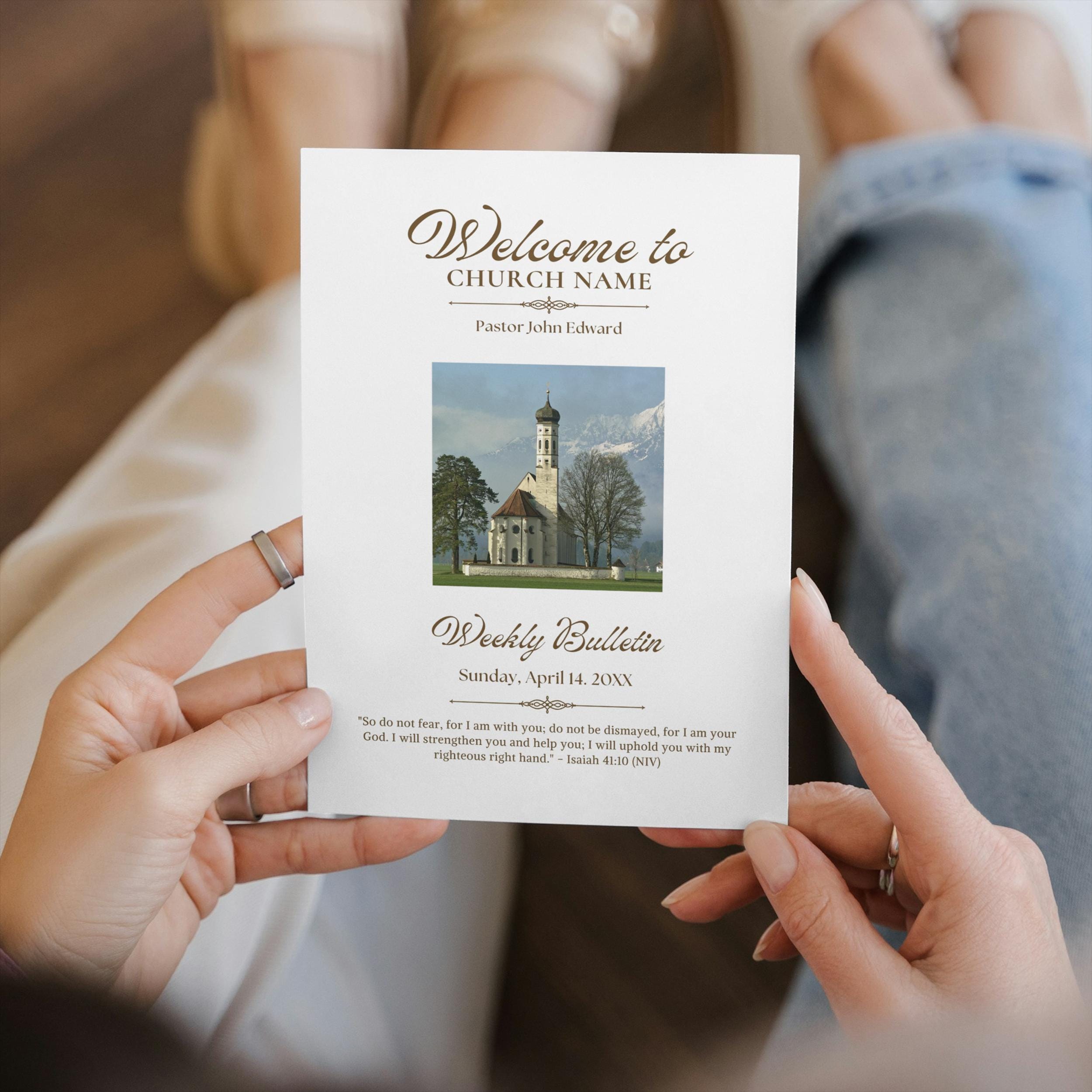 Editable Church Bulletin Template, Modern Canva Bifold Program for ...