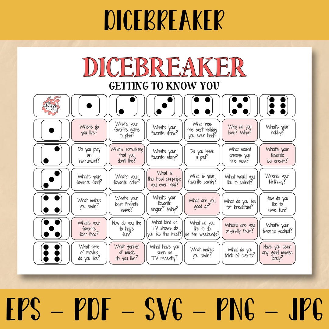 Dicebreaker Roll and Tell Game, Back to School, Icebreaker Activity for ...