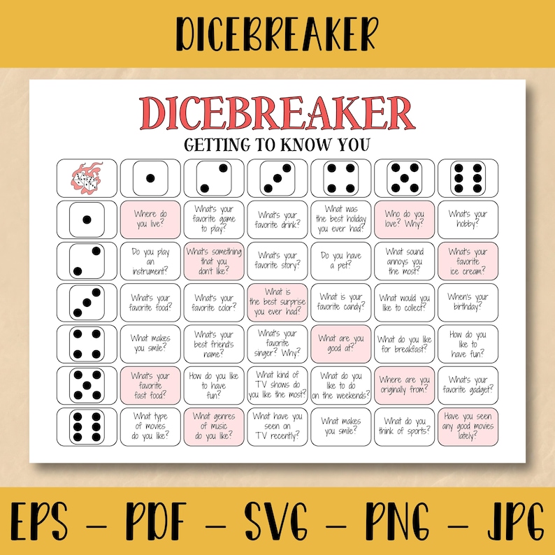 Dicebreaker Roll and Tell Game, Back to School, Icebreaker Activity for ...