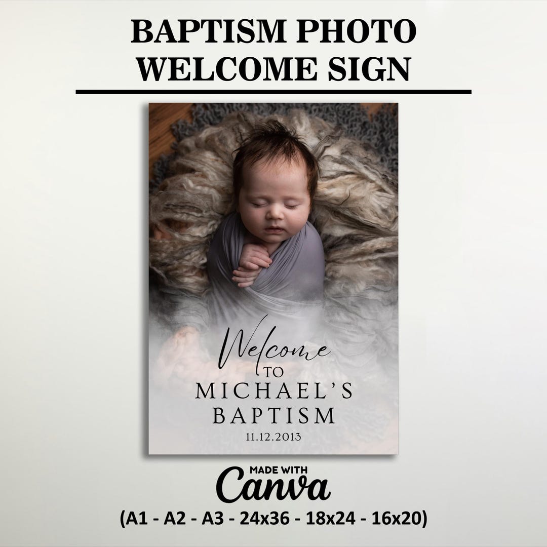Baptism Welcome Sign Template: Editable Photo Poster, Christening Decor ...