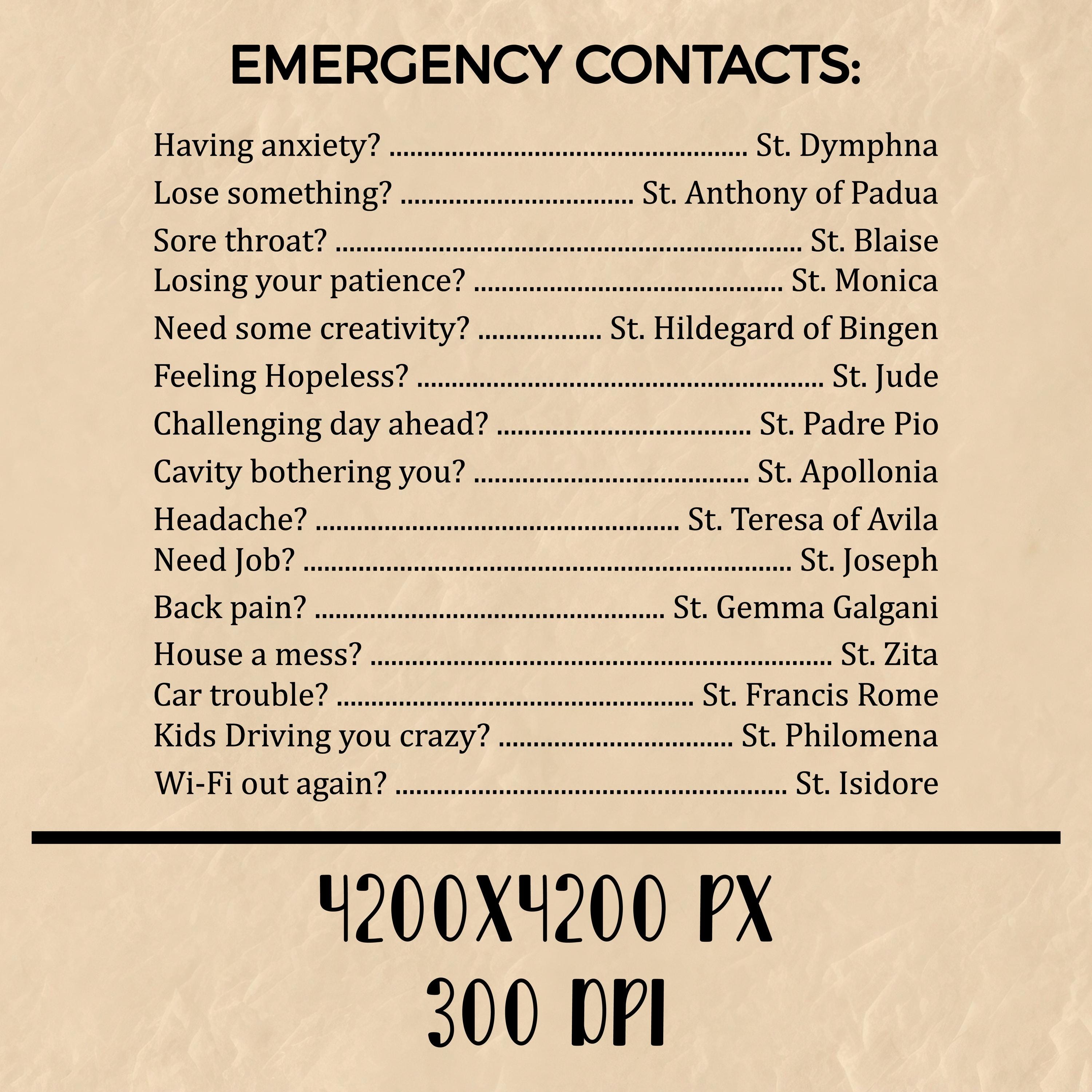Catholic Emergency Contacts SVG, Catholic SVG, Patron Saints PNG ...