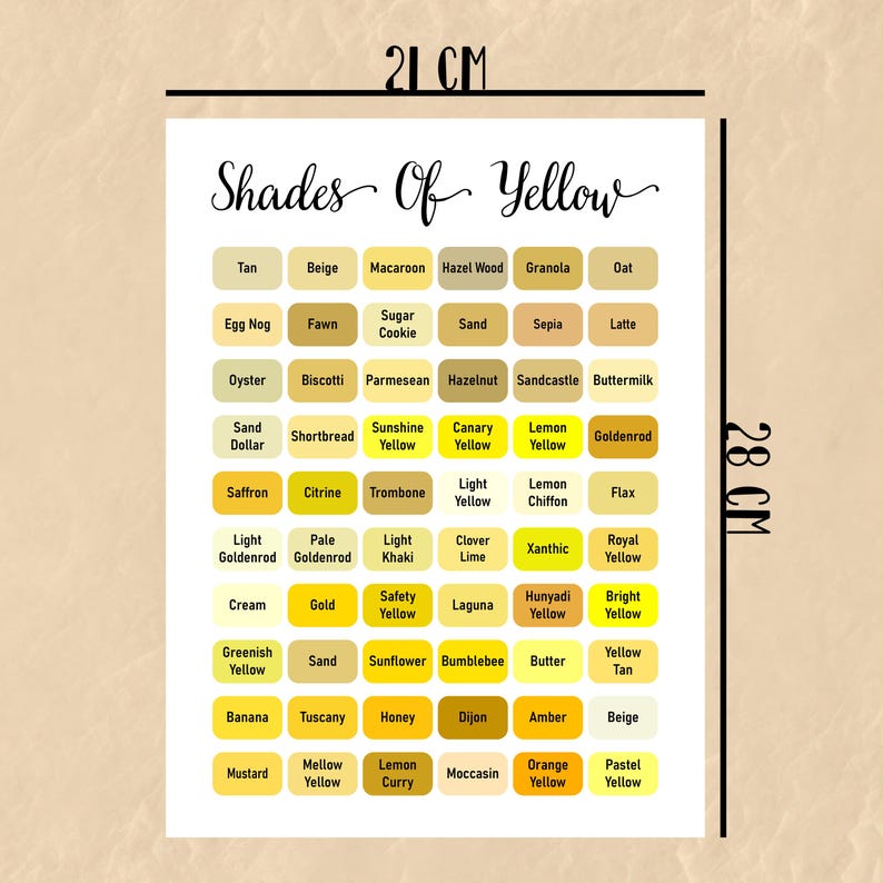 120 Color Names and Shades, Yellow Color Hex Name PNG, Shades of Yellow ...