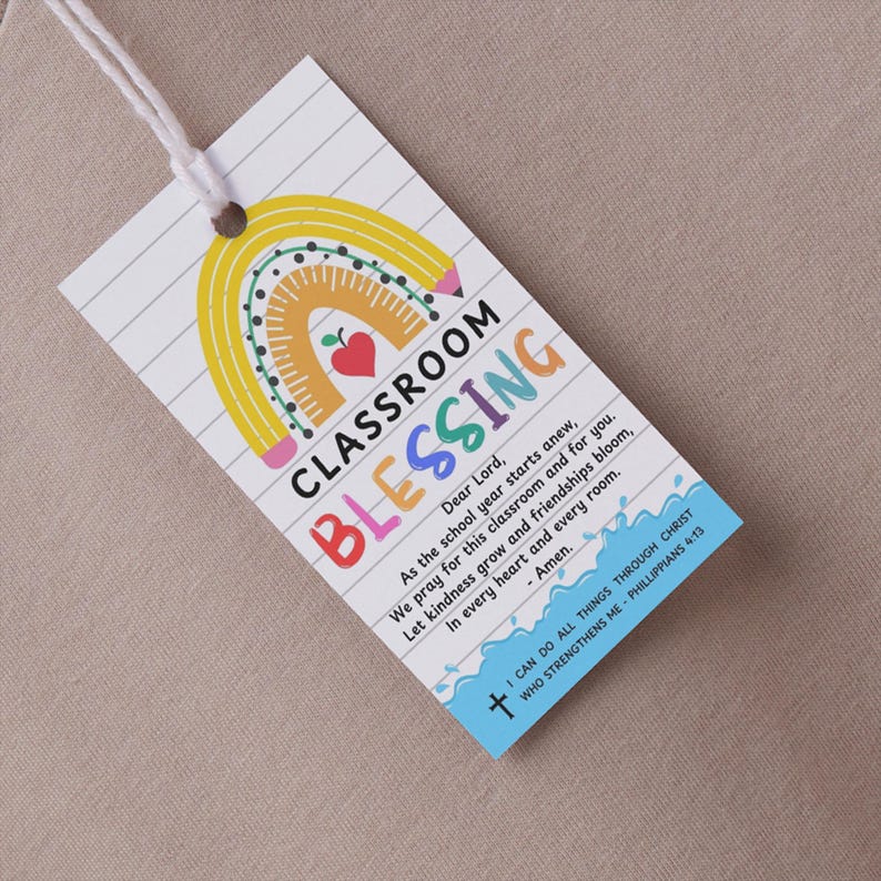 Printable Classroom Blessing Tag, Cute First Day of School Teacher ...