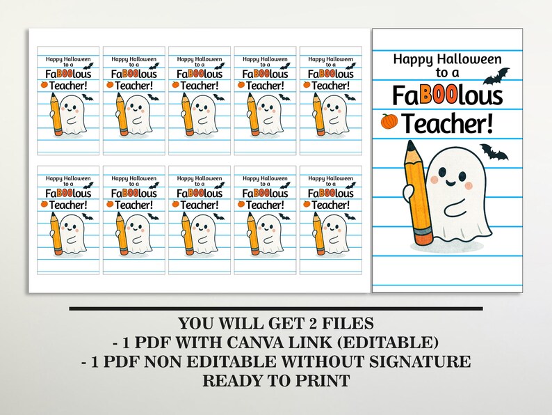 Faboolous Teacher Halloween Gift Tags | Editable Printable Ghost ...