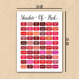 120 Color Names and Shades, Red Color Hex Name PNG, Shades of Red ...