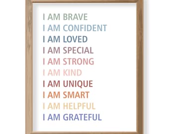 Affirmations for Kids, Classroom Posters, I Am Affirmations, Playroom ...