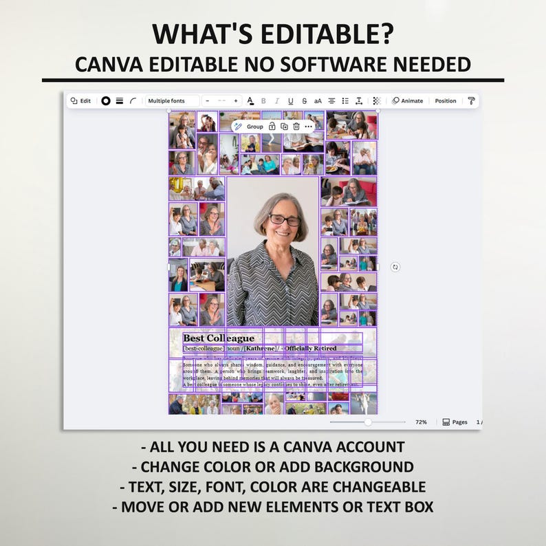Farewell Photo Collage Canva Frame Template,customizable Goodbye Memory ...