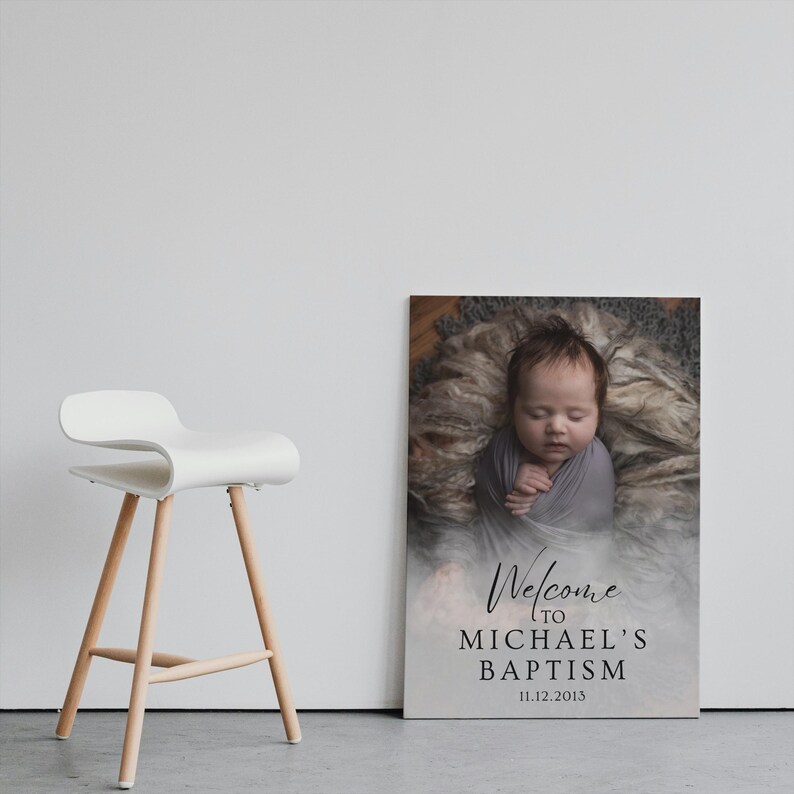 Baptism Welcome Sign Template: Editable Photo Poster, Christening Decor ...