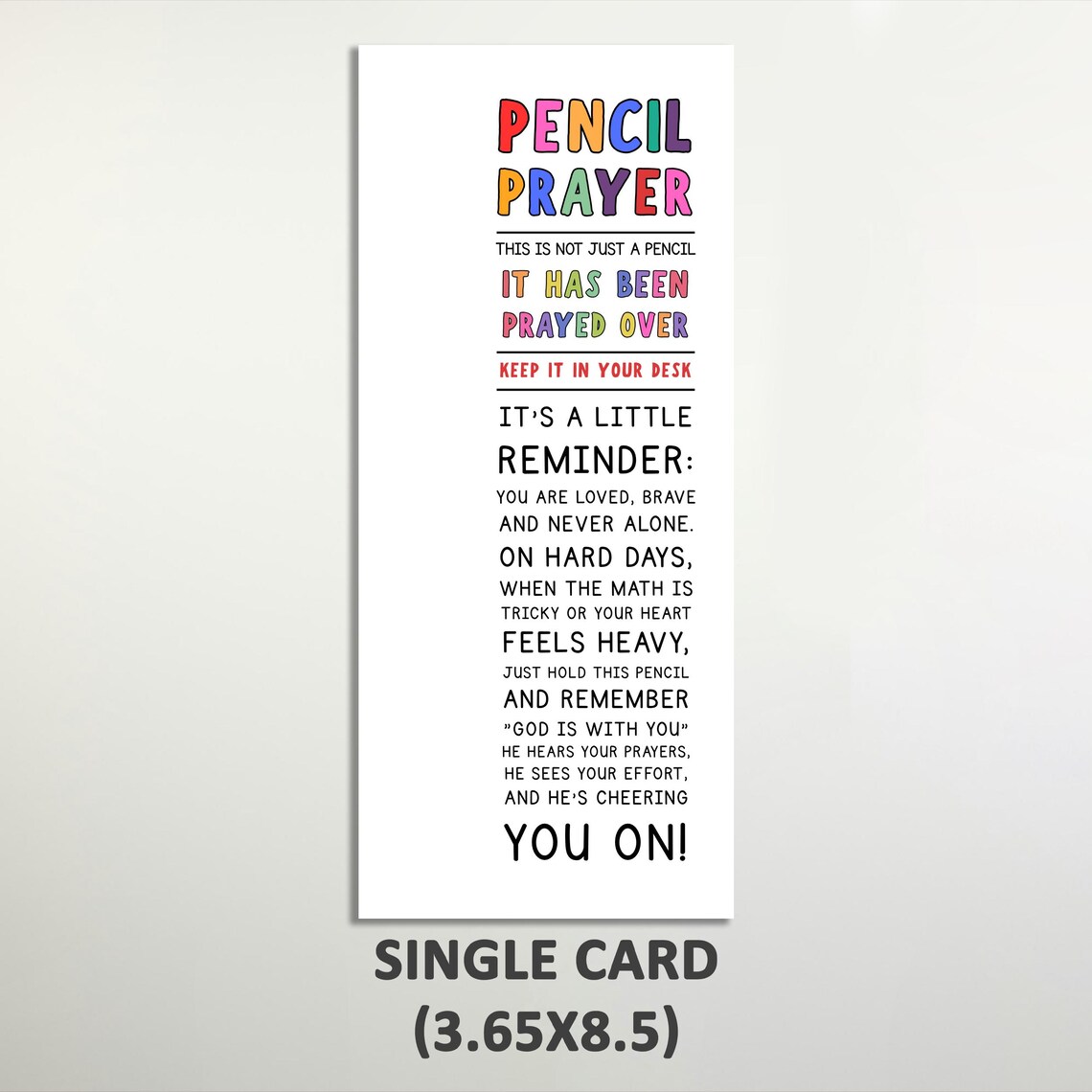 Christian Pencil Prayer Card Printable for Students and Teachers for ...