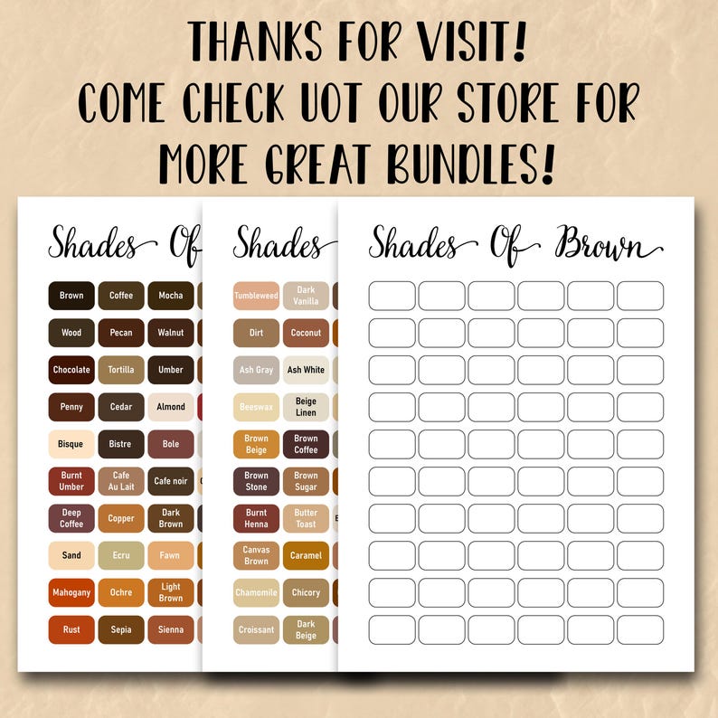 120 Color Names and Shades, Brown Color Hex Name PNG, Shades of Brown ...