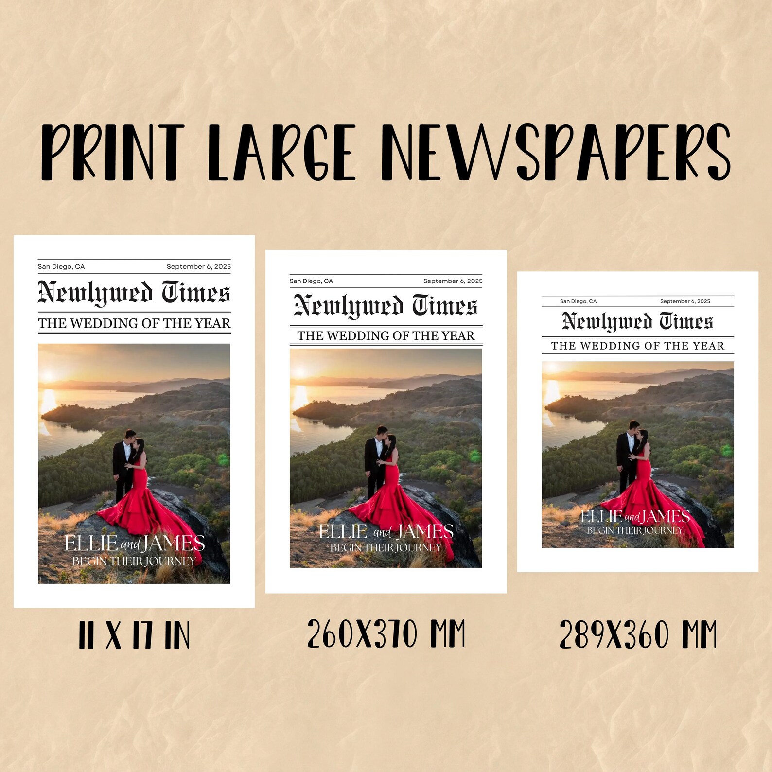 Wedding Newspaper Template With Photo: Editable Newspaper Itinerary ...