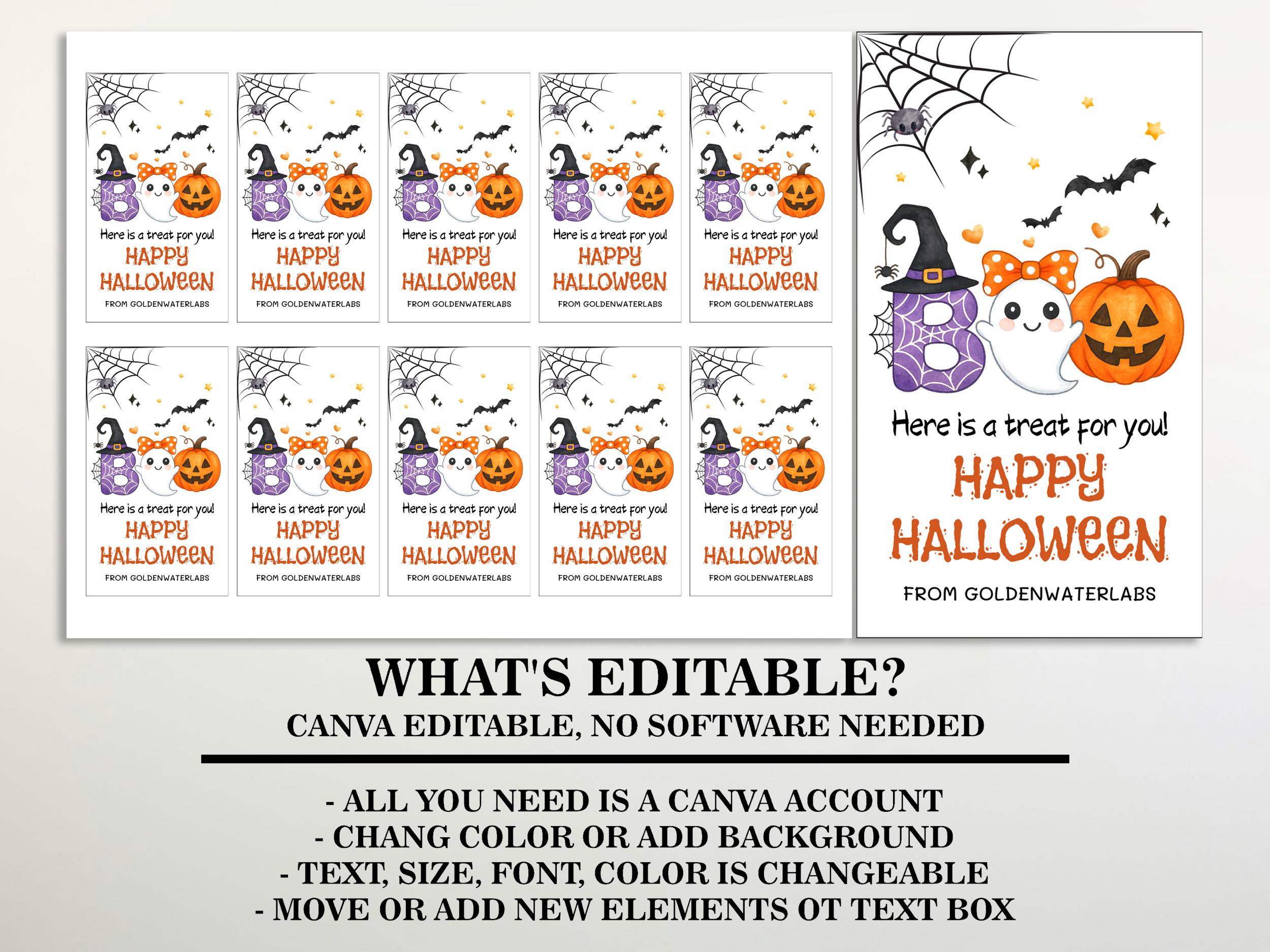 EDITABLE Halloween Gift Tag, Halloween Class Gift Tag, Printable ...