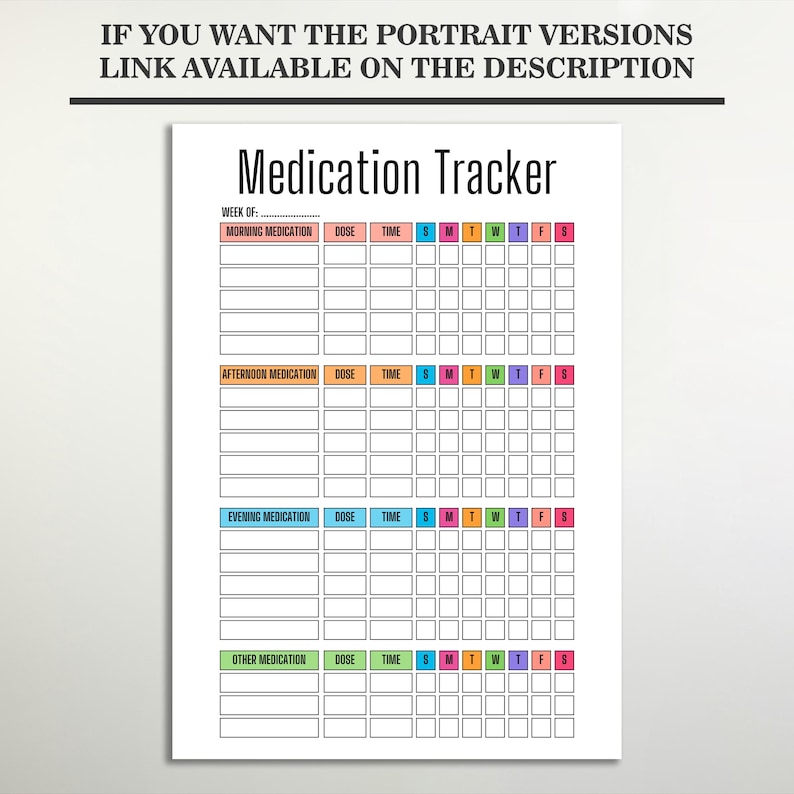 Printable Medication Schedule, Weekly Medication Tracker, Morning ...
