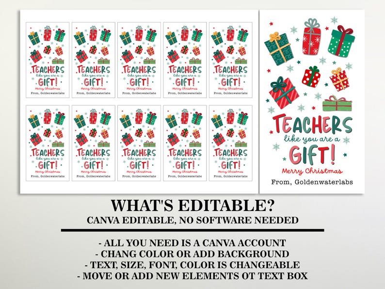 Teacher Christmas Gift Tag Printable Teacher Like You Are A Gift Christmas Tag Digital Download ...