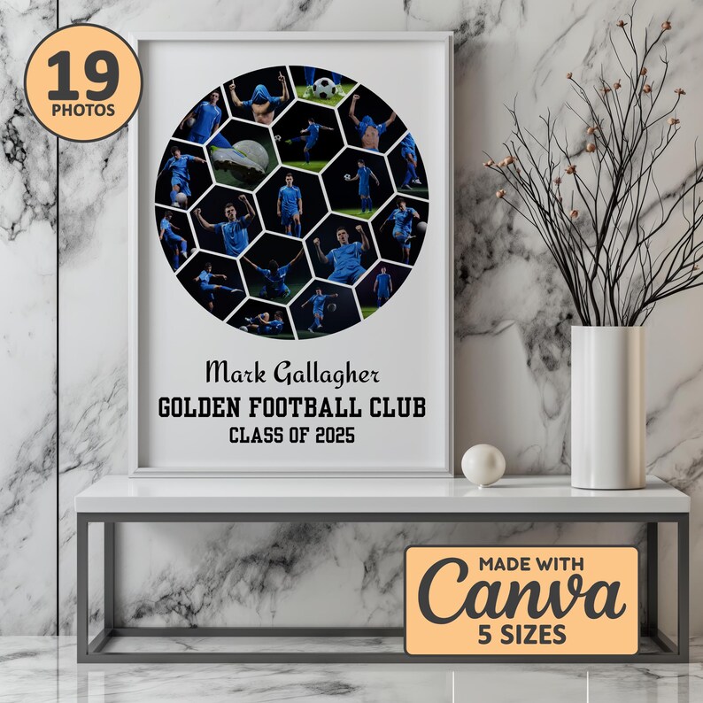 Soccer Ball Photo Collage: Senior Night Gift, Canva Template (digital ...