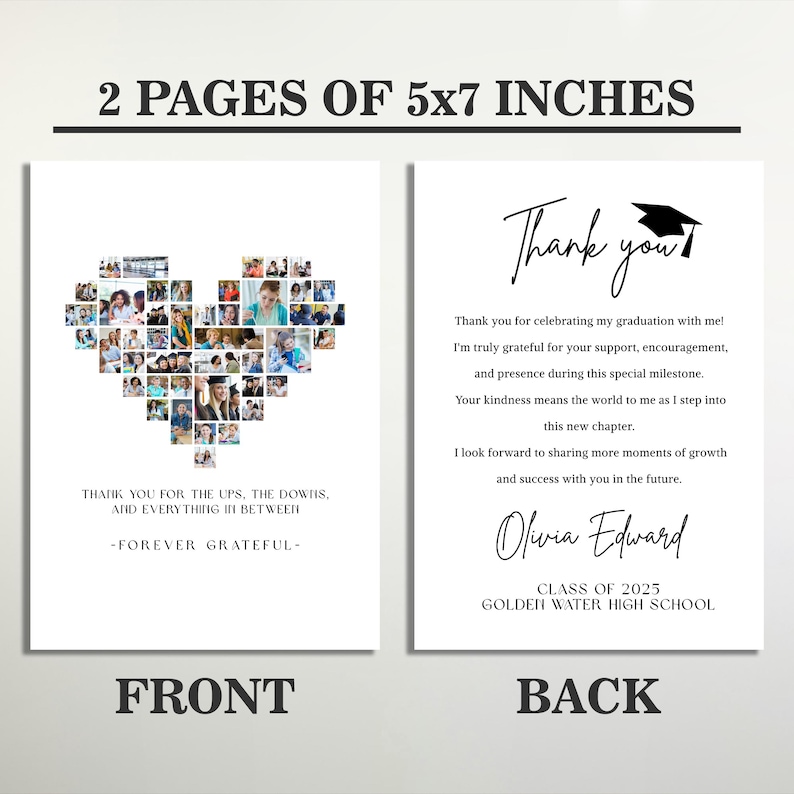 Editable Graduation Thank You Card Template With Photo | Grad Thank You ...