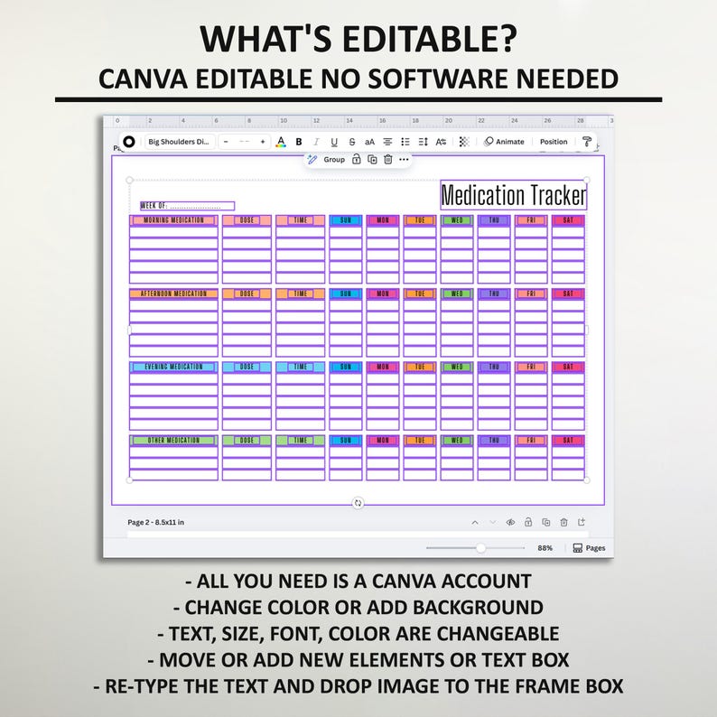 Printable Medication Schedule, Weekly Medication Tracker, Morning ...