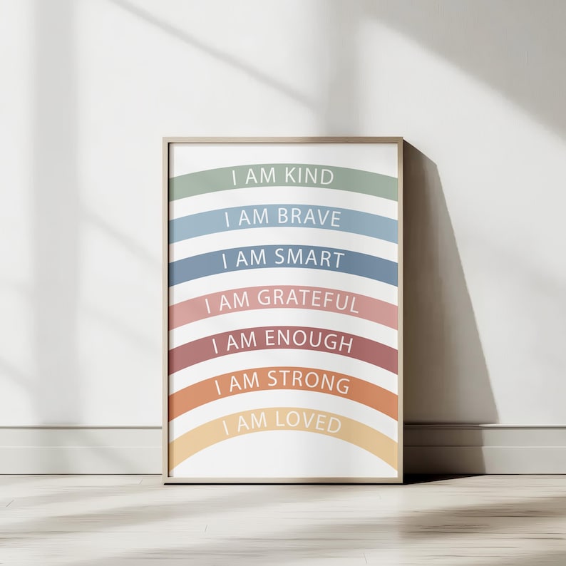 Rainbow Affirmations Art: Inspirational Nursery Decor (PDF & PNG) - Etsy