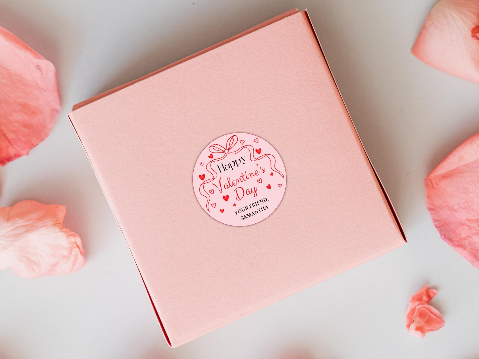 Editable Valentines Day Gift Tags, Red Bow Pink Valentine Sticker ...