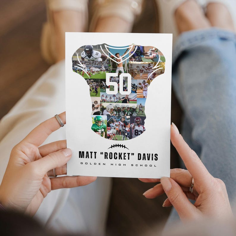 Football Senior Night Gift | Custom Football Jersey Photo Collage ...
