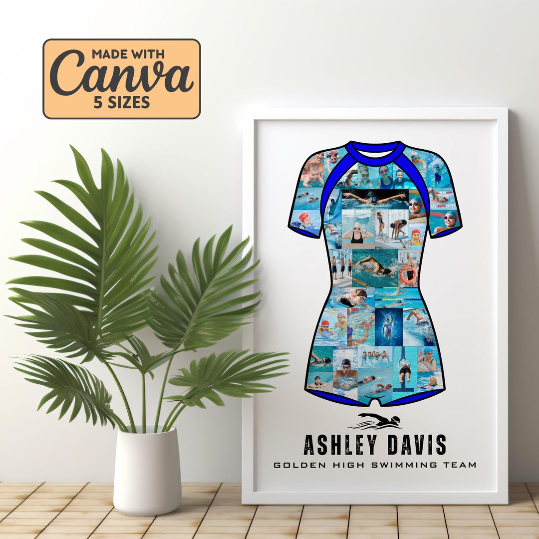 Senior Night Swimming Poster, Swimsuit Photo Collage, Team Swimmer ...