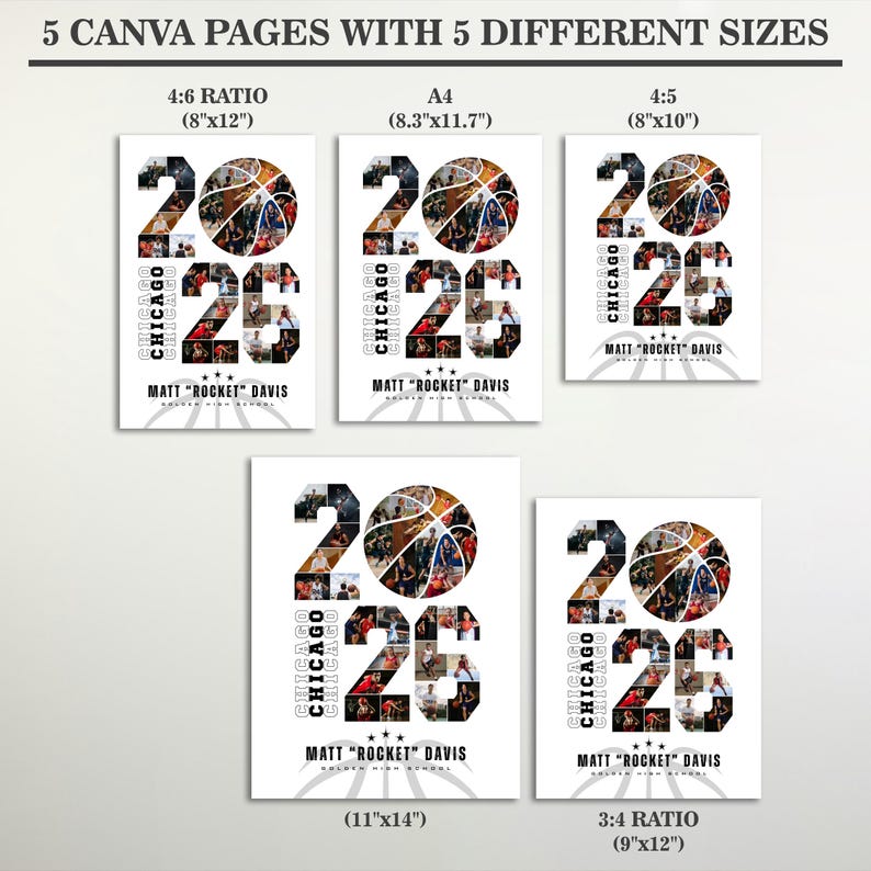 Senior 2026 Basketball Photo Collage Template, Basketball Picture, 2026 ...