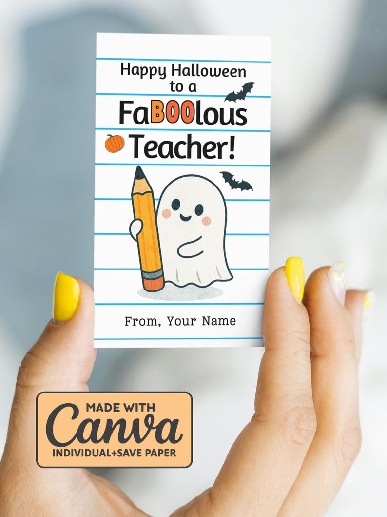 Faboolous Teacher Halloween Gift Tags | Editable Printable Ghost ...
