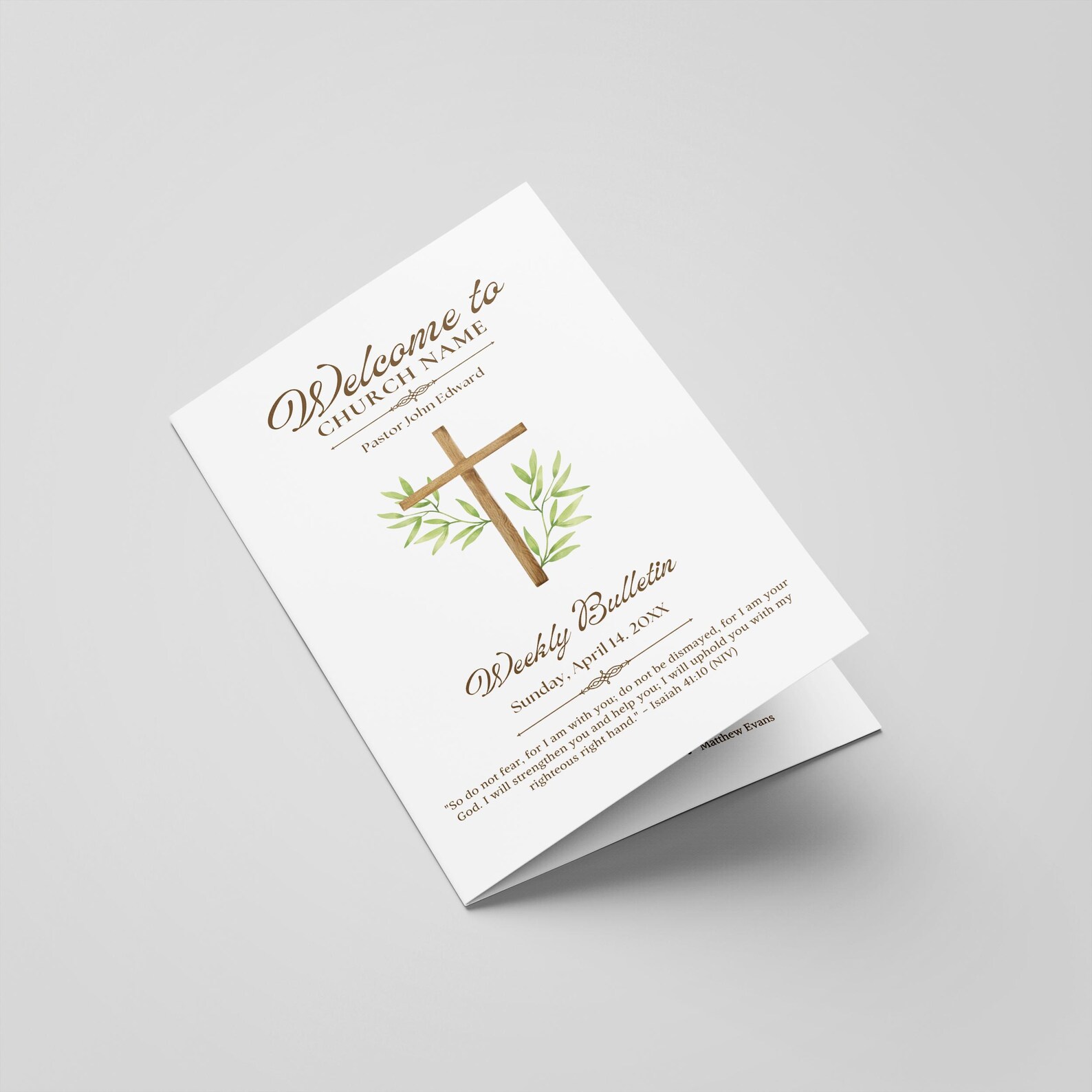 Editable Church Bulletin Template, Modern Canva Bifold Program for ...