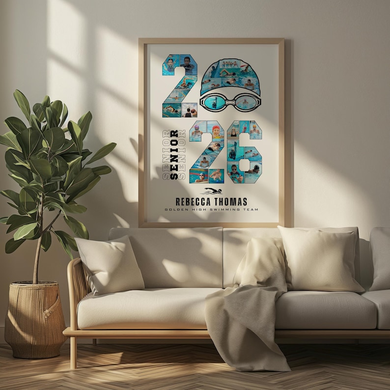 Swimming Senior Night Photo Collage Template 2026, Swimming Athlete ...
