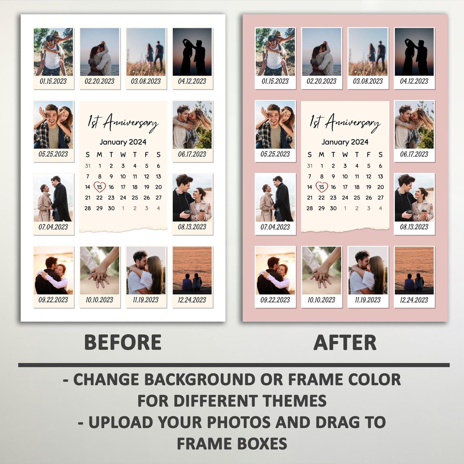 Custom Polaroid Frame Anniversary Template | 1 Year Anniversary Gift ...