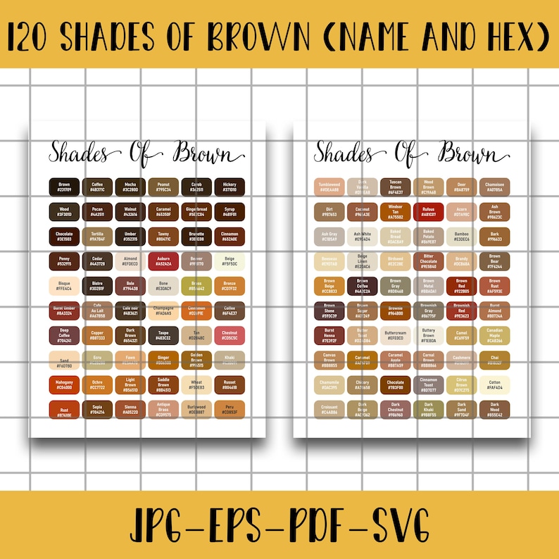 120 Color Names and Shades, Brown Color Hex Name PNG, Shades of Brown ...