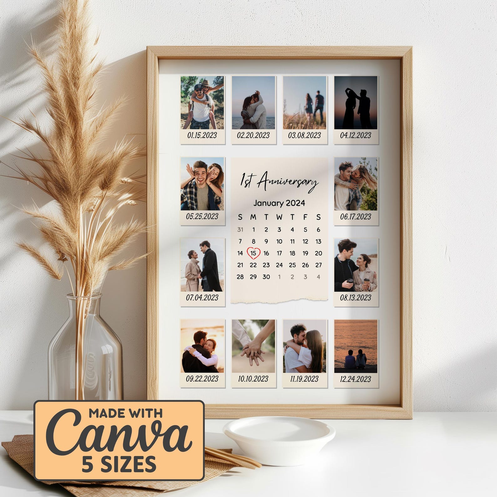 Custom Polaroid Frame Anniversary Template | 1 Year Anniversary Gift ...