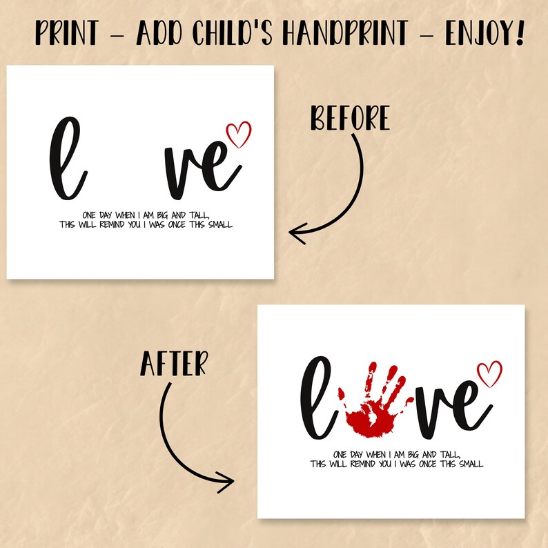 PRINTABLE Valentines Day Handprint Art Craft for Kids, Keepsake Art ...