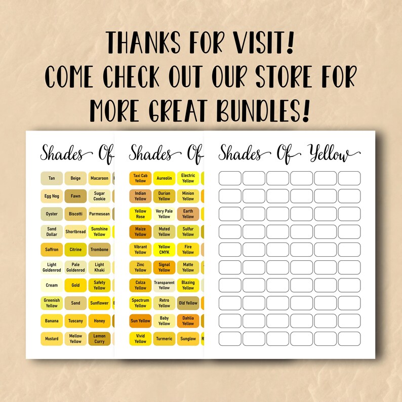 120 Color Names and Shades, Yellow Color Hex Name PNG, Shades of Yellow ...