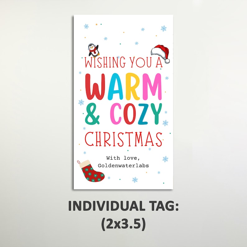 Wishing You a Warm and Cozy Christmas Gift Tag Printable, Fuzzy Socks ...