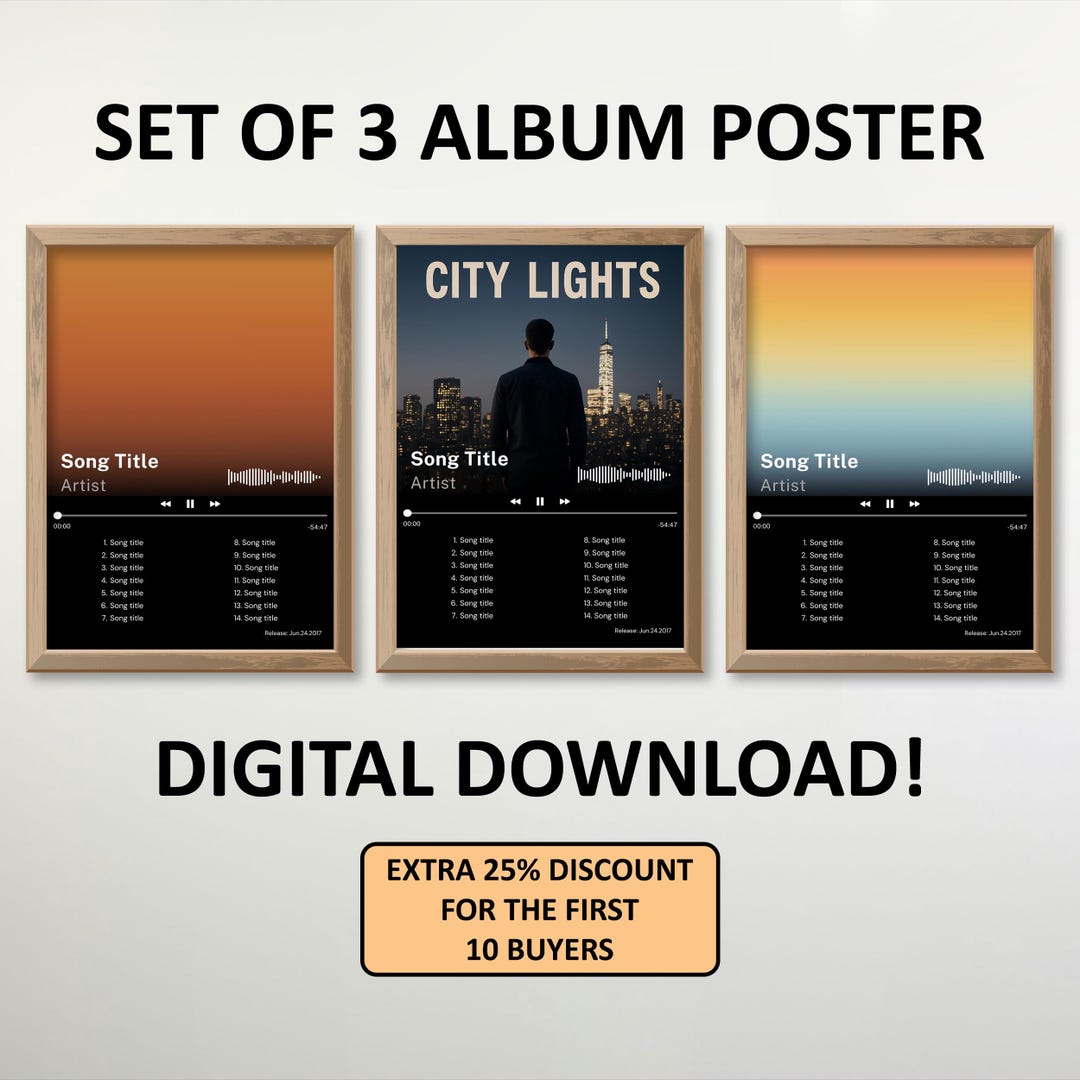 Set of 3 Music Album Posters | Choose Your Own Album Posters | Custom ...