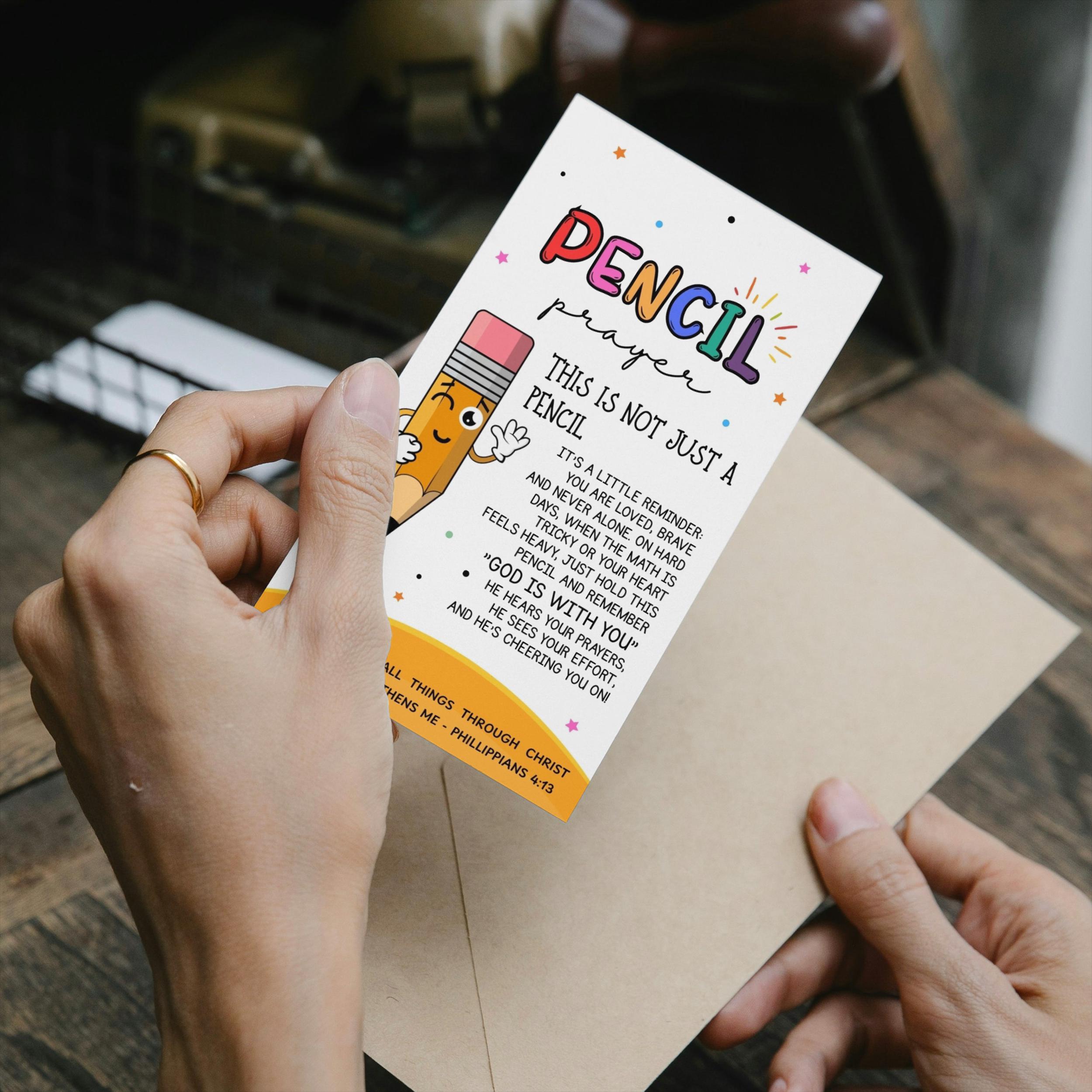 Pencil Prayer Gift Tag, Back to School Tag Editable Engraved Pencils ...