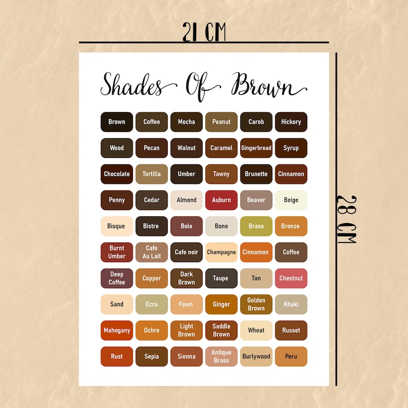 120 Color Names and Shades, Brown Color Hex Name PNG, Shades of Brown ...