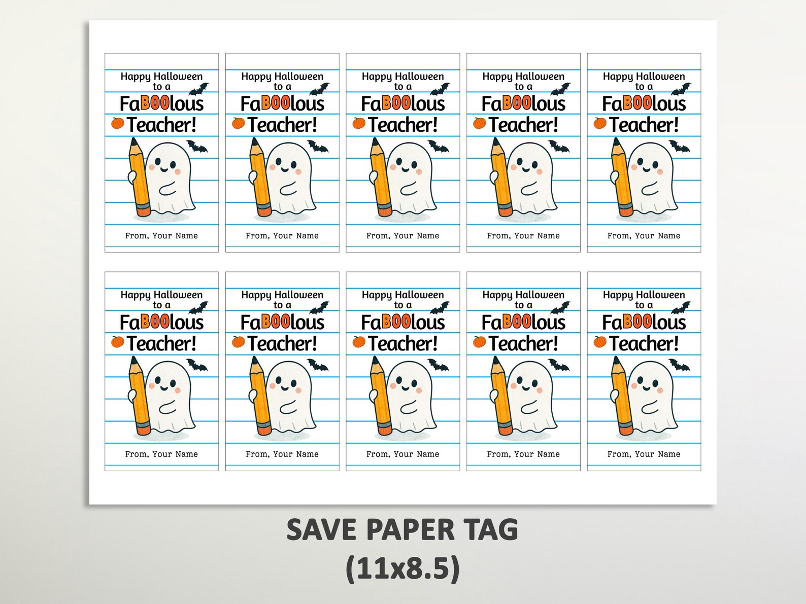 Faboolous Teacher Halloween Gift Tags | Editable Printable Ghost ...