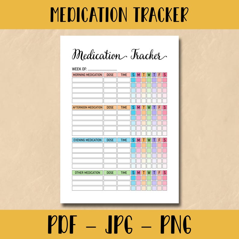 Printable Medication Schedule, Weekly Medication Tracker, Morning ...