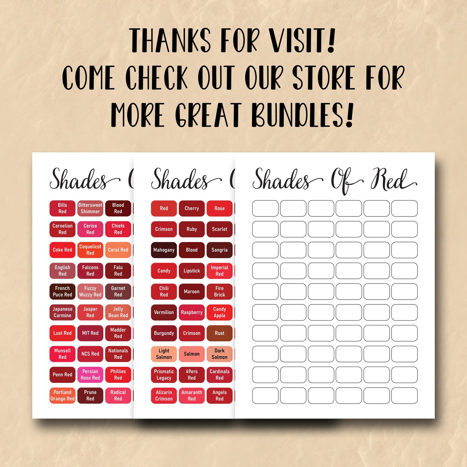 120 Color Names and Shades, Red Color Hex Name PNG, Shades of Red ...