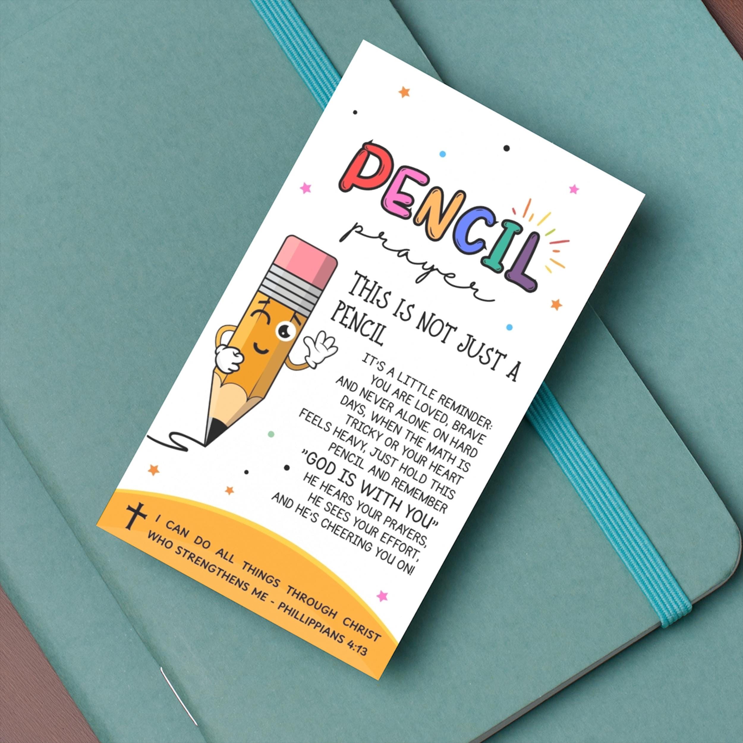 Pencil Prayer Gift Tag, Back to School Tag Editable Engraved Pencils ...