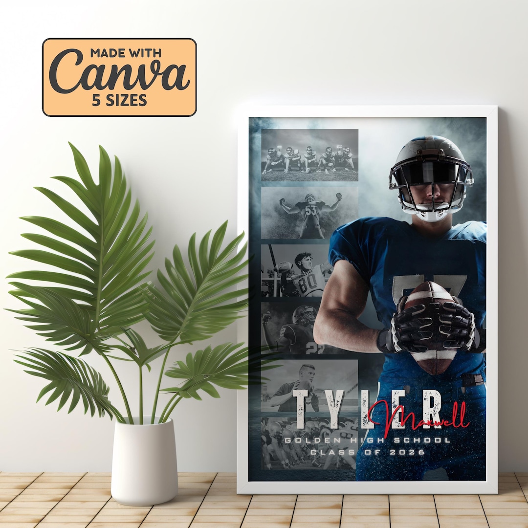 Football Senior Photo Collage Template, Personalized Game Night Sports ...