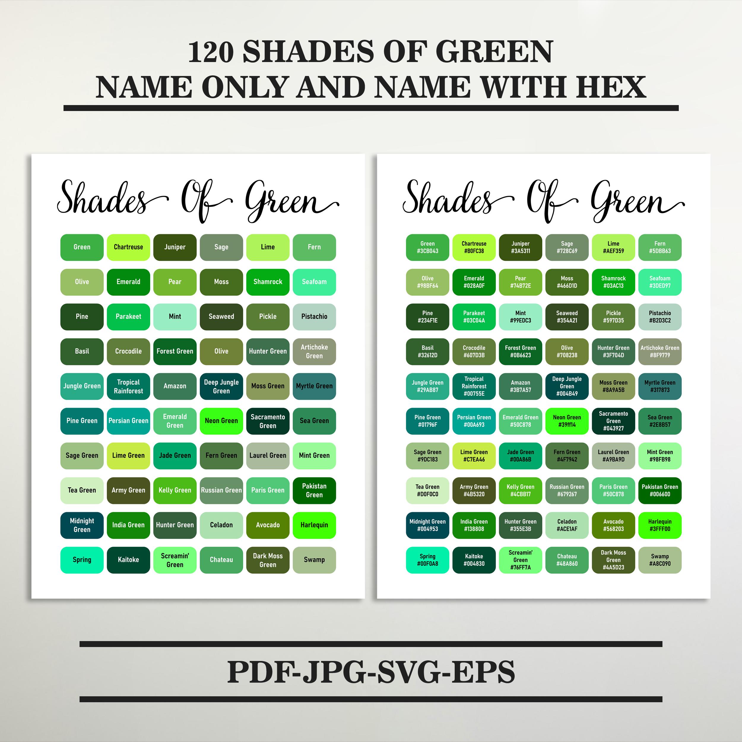 120 Color Names and Shades, Green Color Hex Name PNG, Shades of Green, Colour Swatch Hexadecimal ...